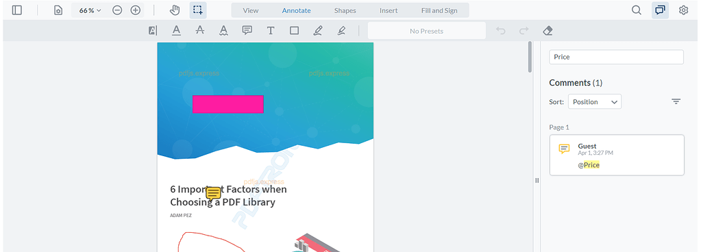 How to search annotations - Technical Support - PDF.js Express
