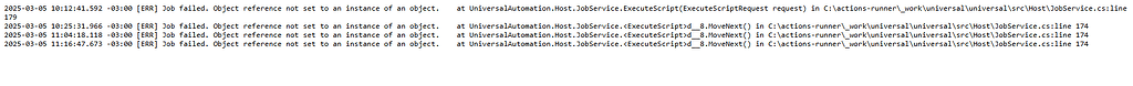 Job failed. Object reference not set to an instance of an object - PowerShell Universal ...