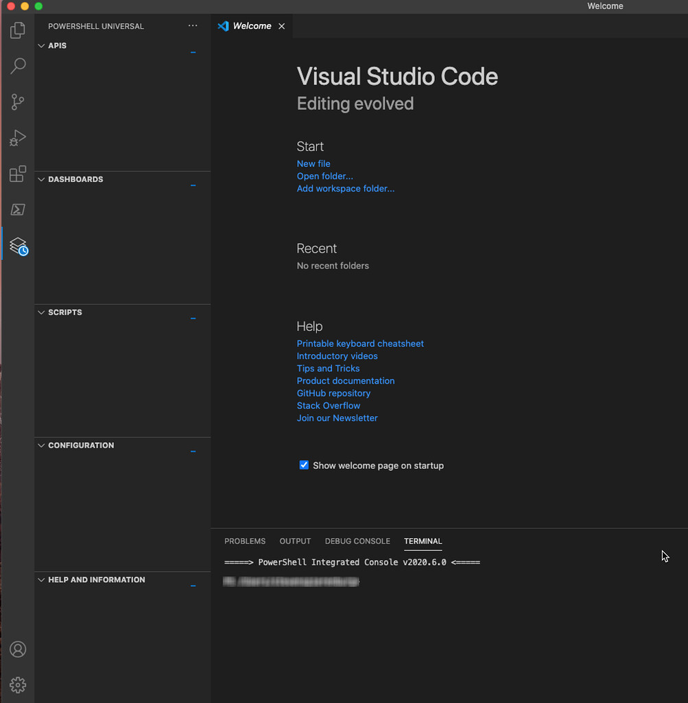 Installing extension in VSCode and separated PSUniversal installs ...