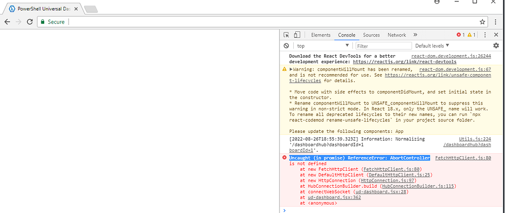 Powershell Universal Dashboard White Screen - PowerShell Universal - Ironman Software Forums