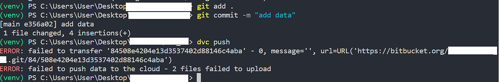 Dvc push - ERROR: failed to transfer - Questions - Community Forum | Data Version Control · DVC