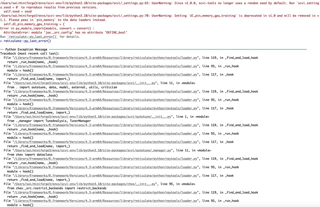 Trouble with scvi environment from reticulate in R to run seurat pipeline - scvi-tools - scverse