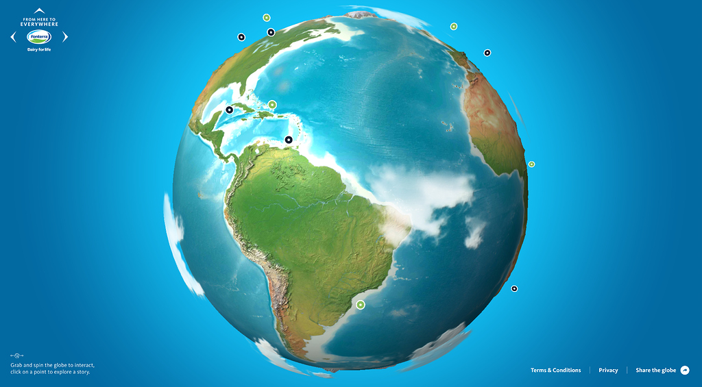 How to zoom and move a globe/sphere object when markers are clicked ...