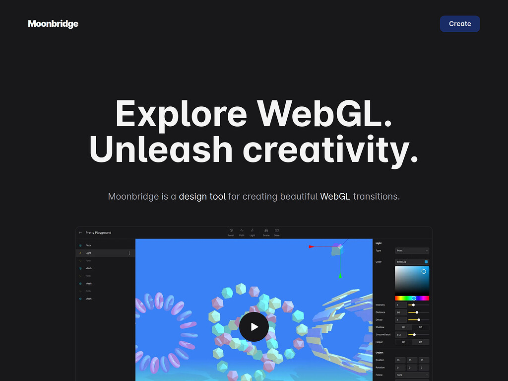 Moonbrige - A design tool for creating beautiful WebGL transitions ...