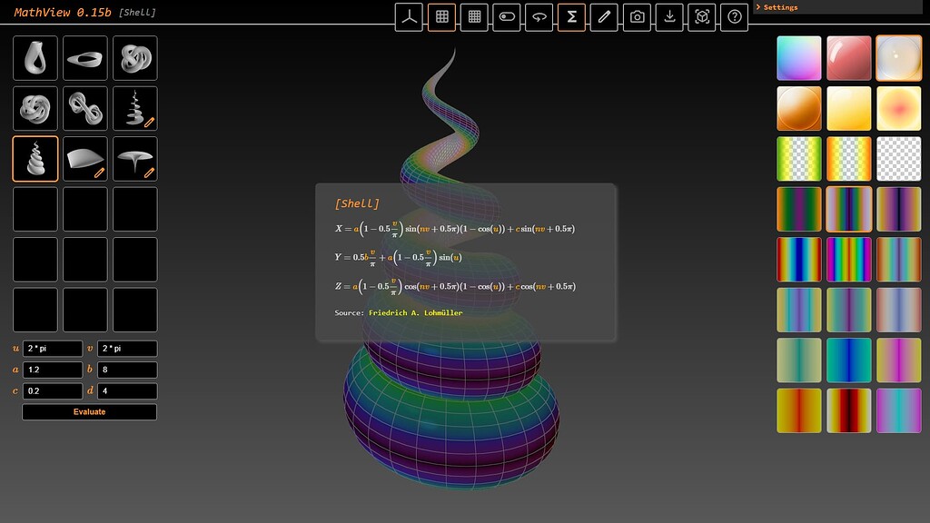 MathView - curves and surfaces editor - Showcase - three.js forum