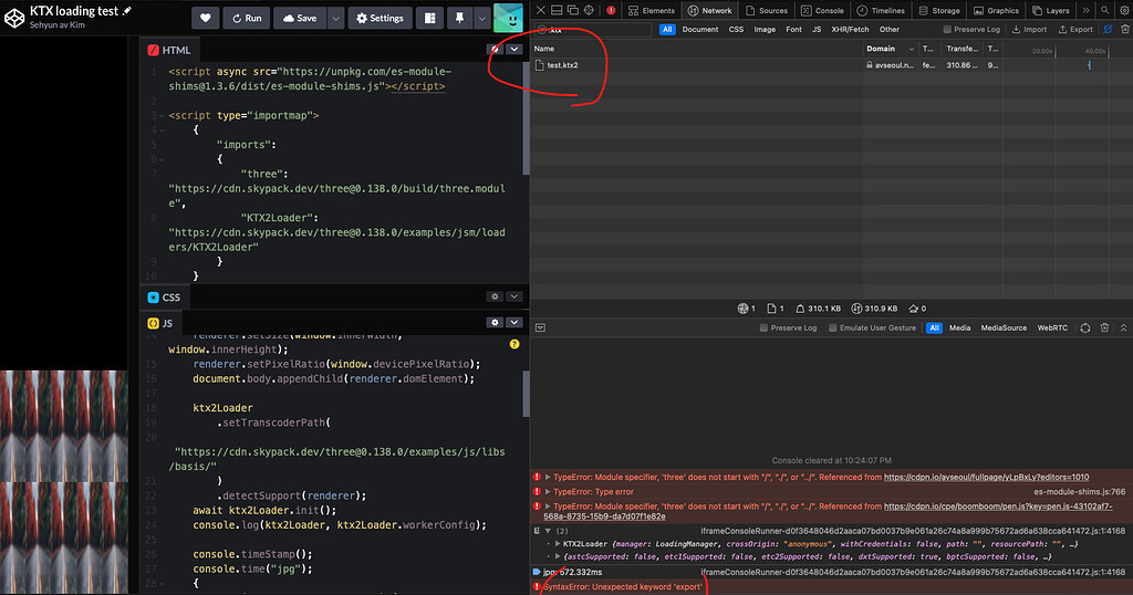 Loading KTX loader in codepen - Questions - three.js forum