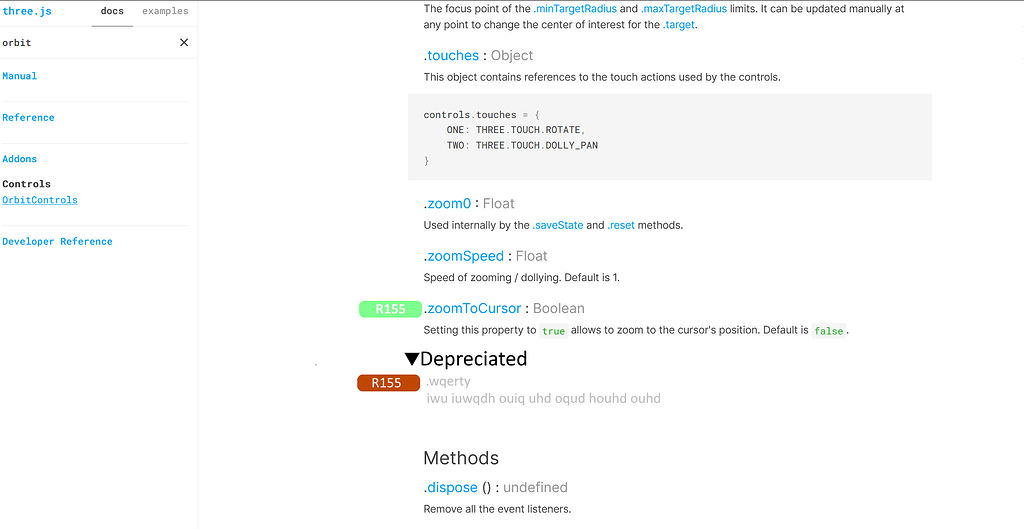 Documentation - Showing when features have been added or removed - Site Feedback - three.js forum
