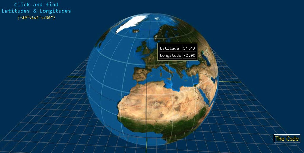 Click and find Latitudes & Longitudes - Showcase - three.js forum