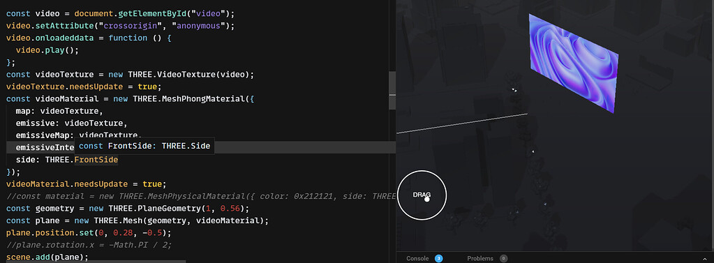 How can I enable emissions from video texture - Questions - three.js forum