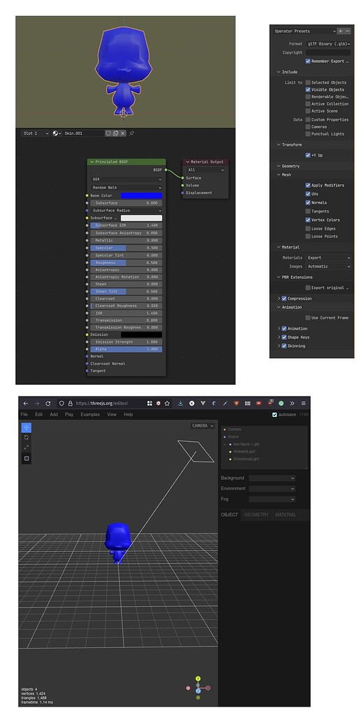 Material of GLTF model changes after exporting it from threejs.org/editor - Questions - three.js ...