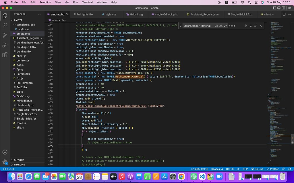 Fbx model shadows not seen - Questions - three.js forum