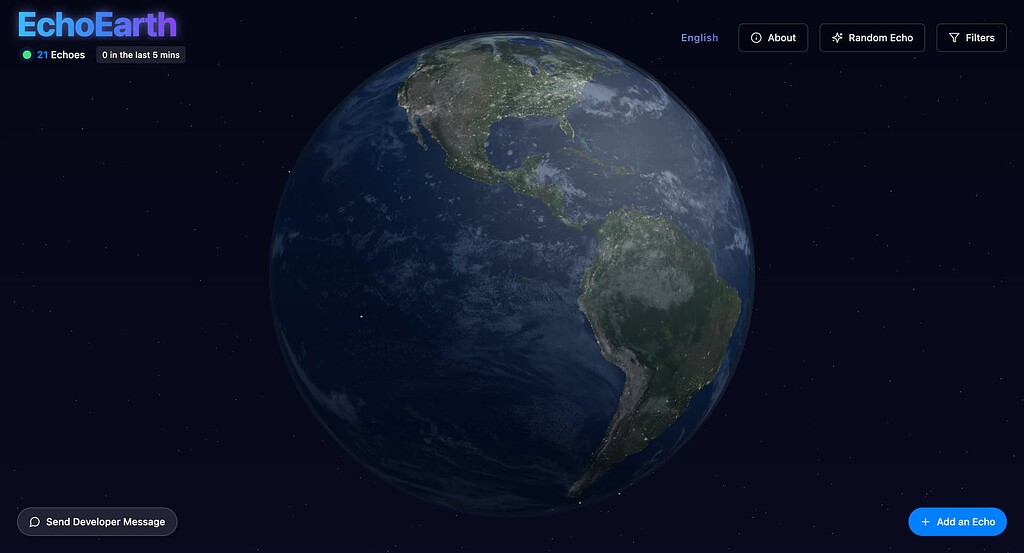 EchoEarth - a globe where you can anonymously share your thoughts and emotions as glowing echoes ...