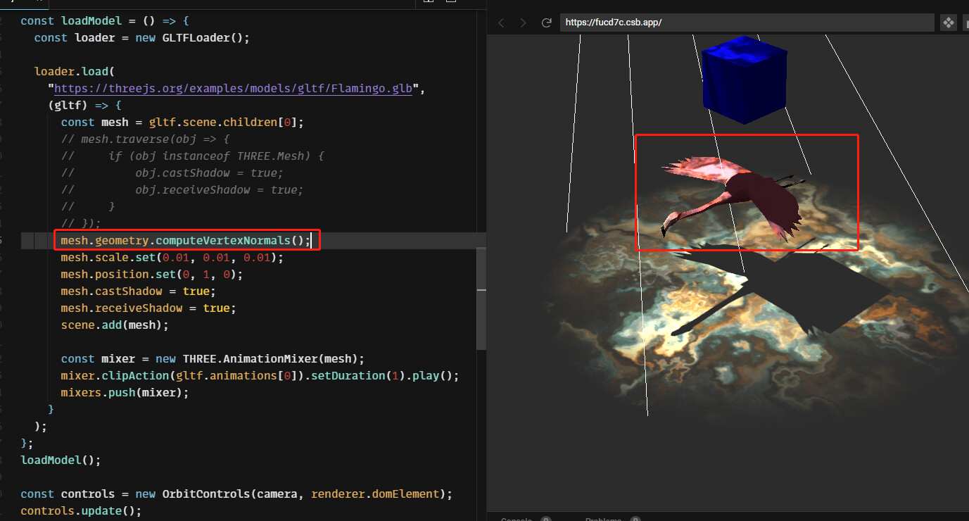 Why does glb model get wrong shadow from spotLight with map texture? - Questions - three.js forum