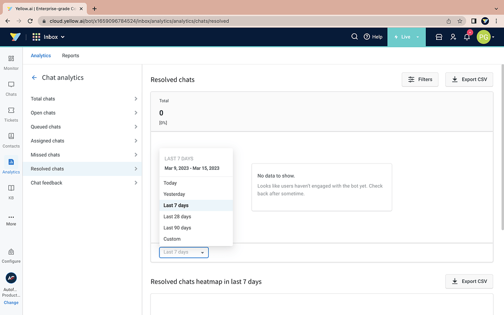 Inbox analytics report filter - Inbox - Yellow.ai Community