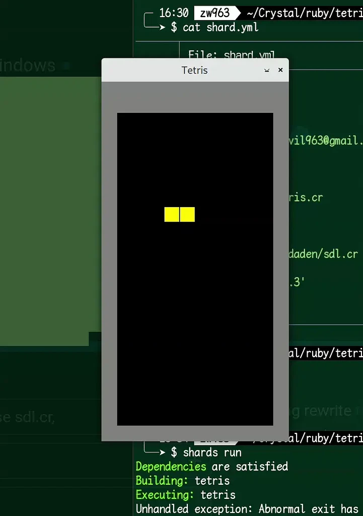 Rewrite the ruby version of rbtris(which use ruby2d gem) use sdl.cr, the screen refresh doesn't ...