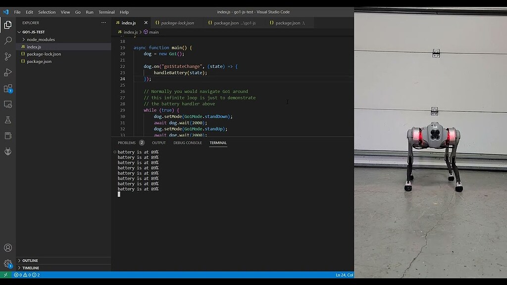 Go1 Push-ups while Monitoring Battery State - Robots - DroneBlocks Drone Coding Discussion ...
