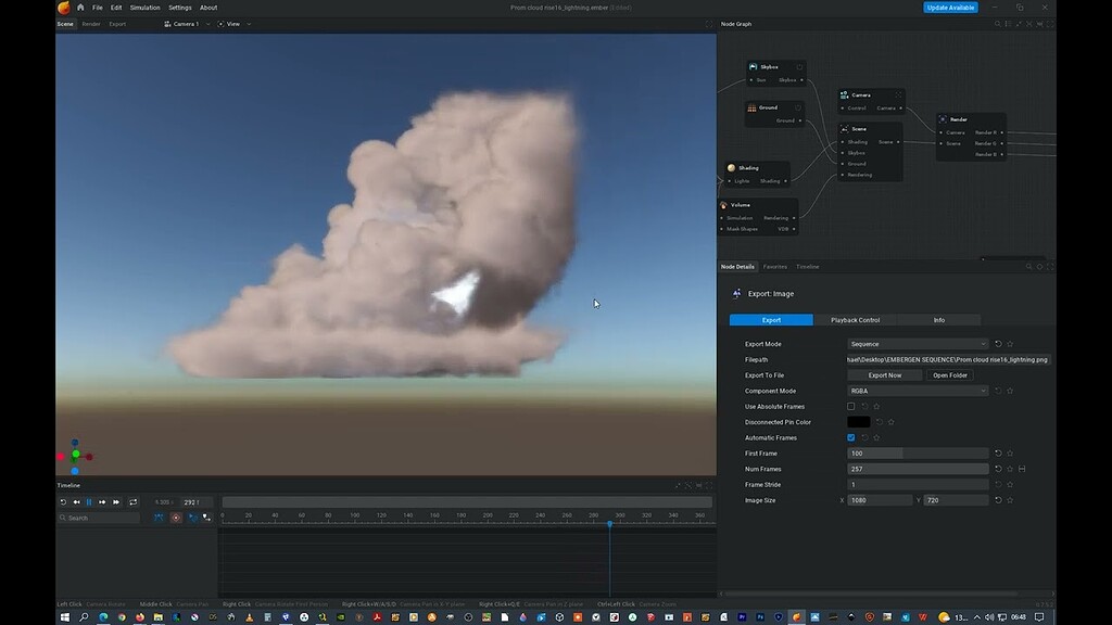 Lightning inside of clouds, first test with oscillator nodes ...