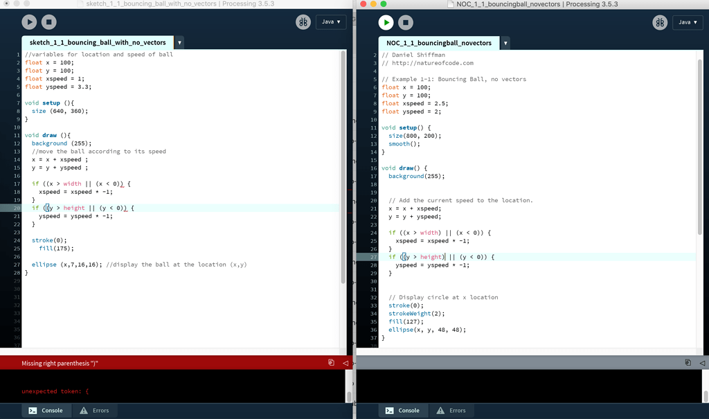 Trouble with the bouncing ball example from the NoC book - Coding ...