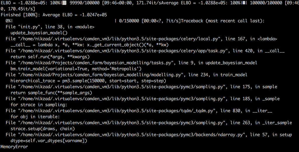 MemeoryError when sampling - Questions - PyMC Discourse