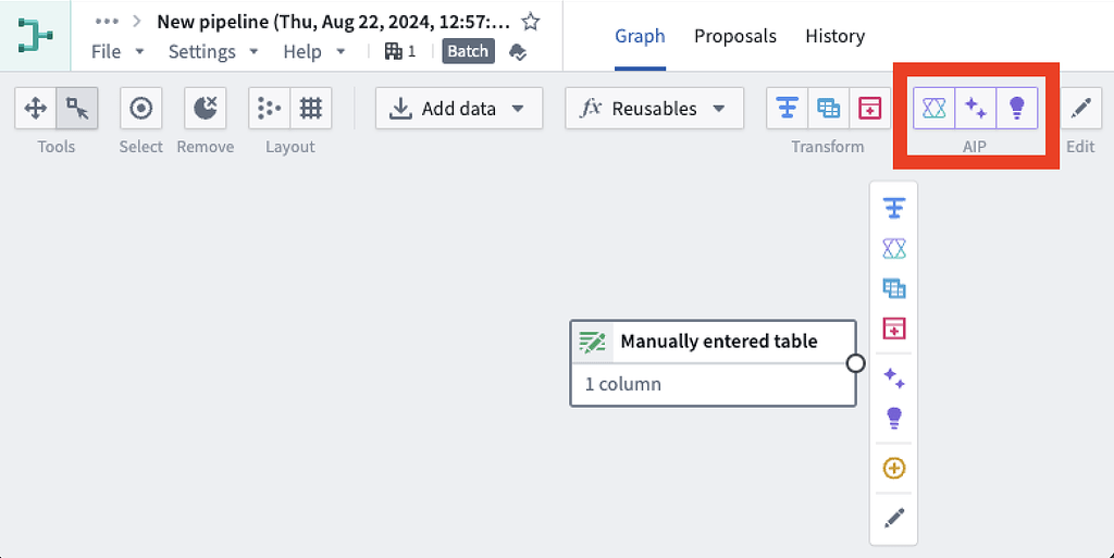 How to enable "Use LLM to transform your data" and "Generate transforms" buttons in pipeline ...
