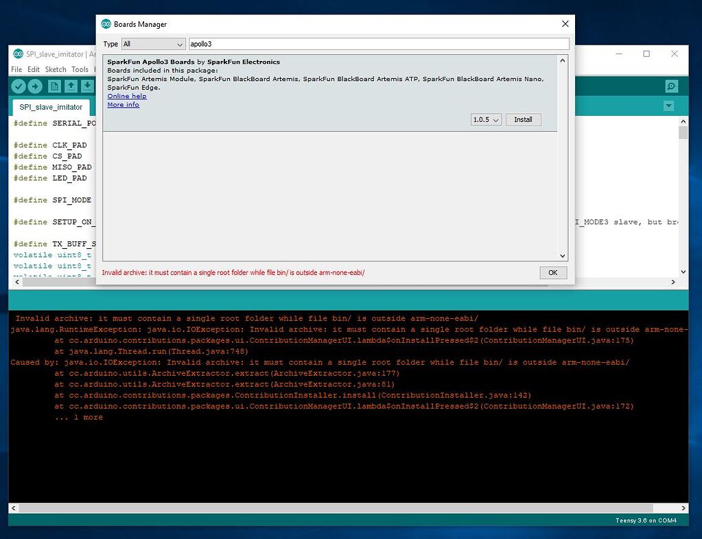 Installing SparkFun Apollo3 Boards in Arduino Downloading/Compile Error - SPARK-X - SparkFun ...