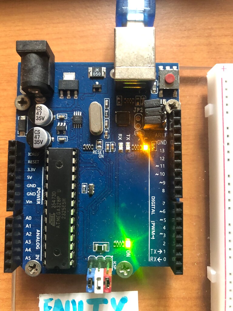 Arduino UNO unable to establish USB connection (yellow flashing LED) - Arduino - SparkFun Community
