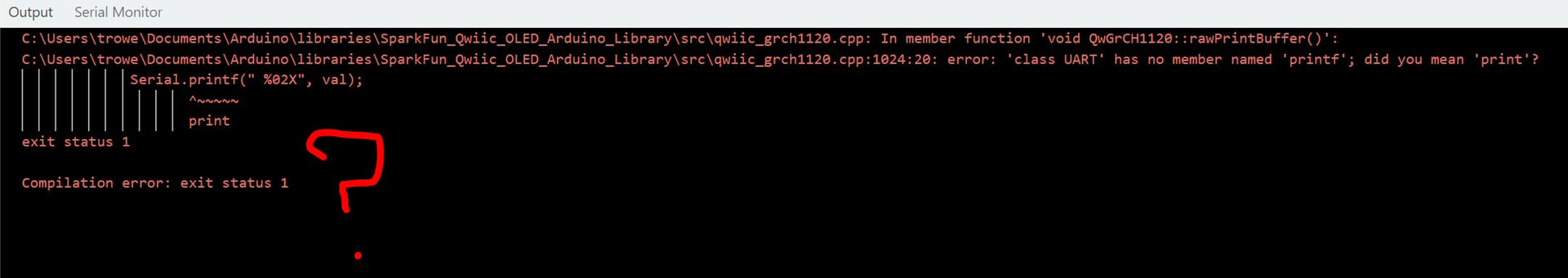 Qwiic OLED Arduino Library - Error in V 1.0.15 - qwiic_grch1120.cpp ...